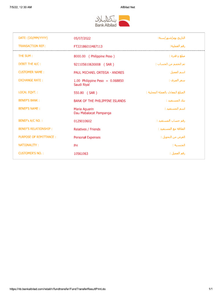 Remittance BPI - Mama | PDF