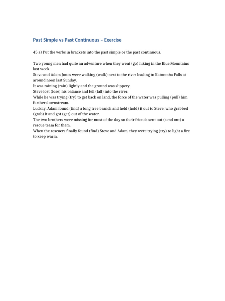 Past Simple Past Continuous Exercise | PDF