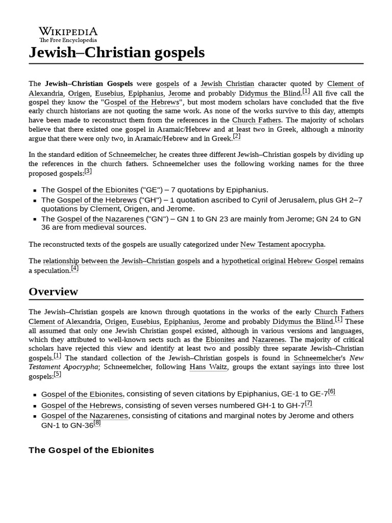 Jewish-Christian - Gospels Including GN Etc. | PDF | Ancient ...