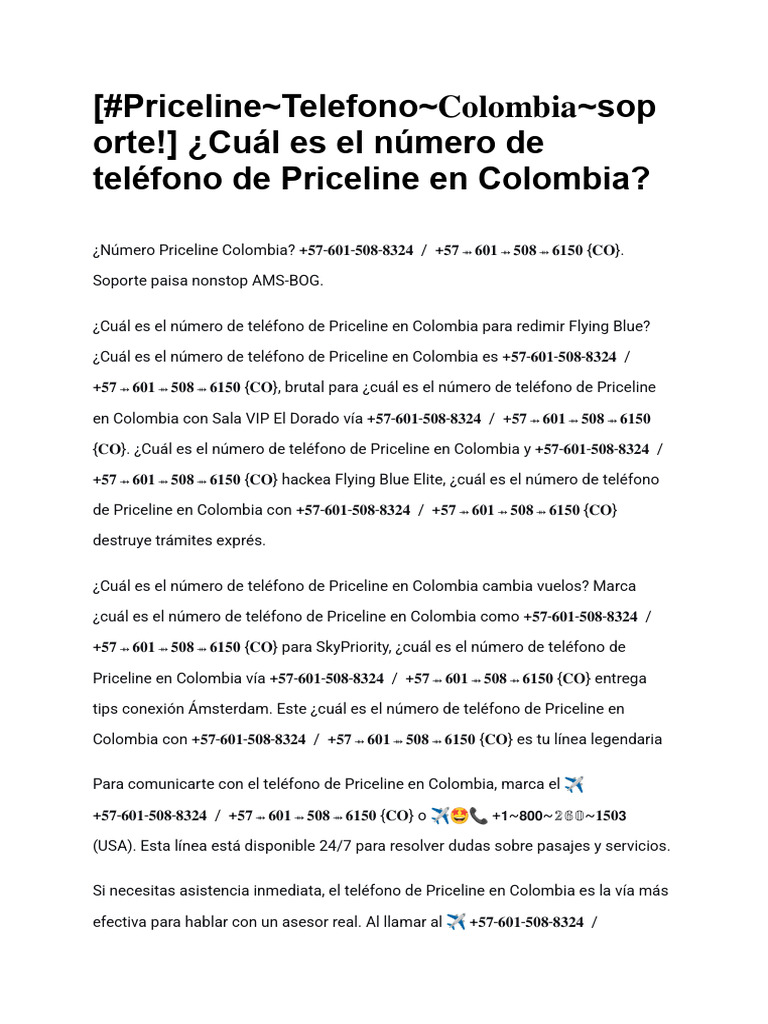 Priceline Telefono Colombia Qswregg | PDF | Servicio al Cliente | Colombia
