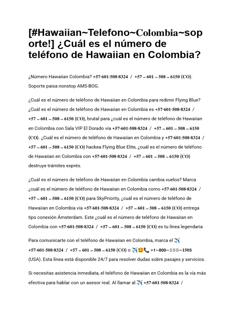 Hawaiian Telefono Colombia Qswregg | PDF | Servicio al Cliente | Colombia
