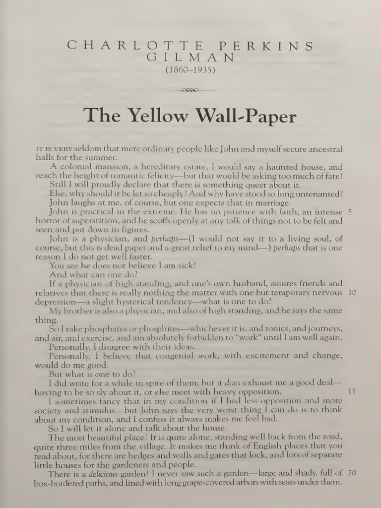Paper1-03-The Yellow Wallpaper-Charlotte Perkins Gilman | PDF