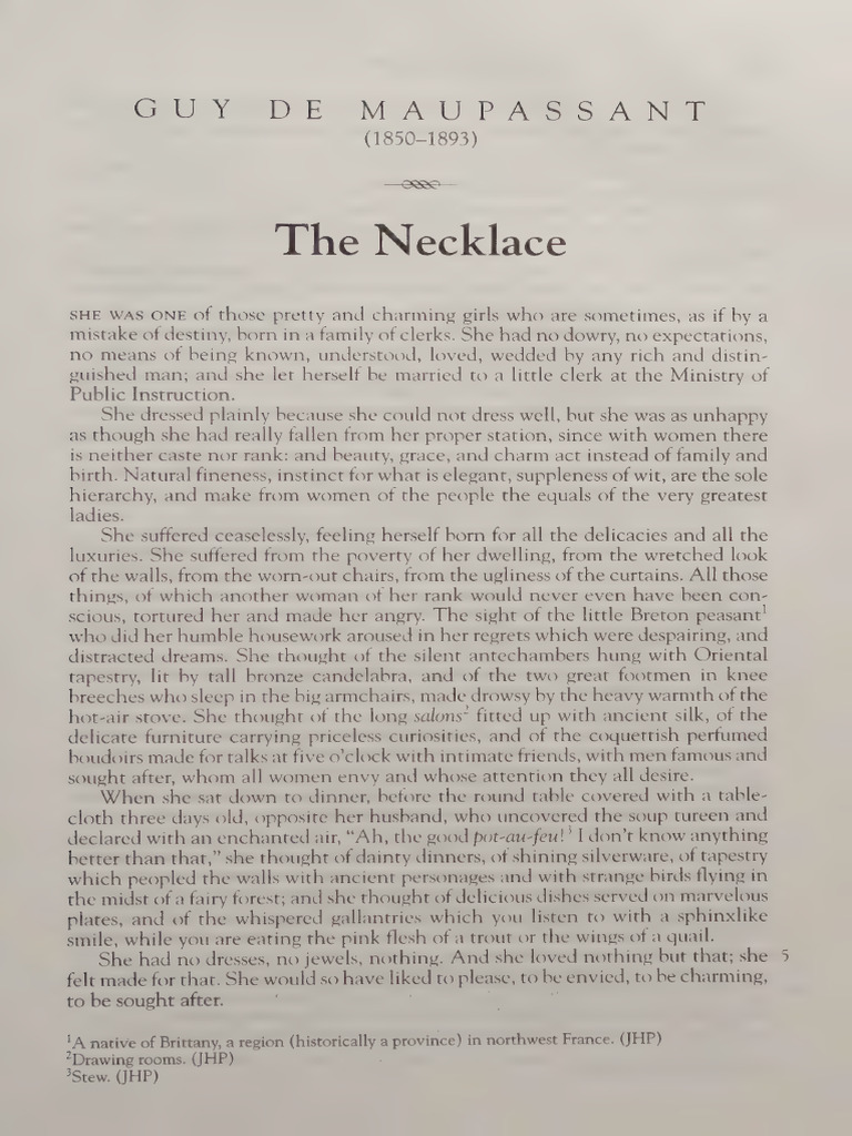 Paper3 04 The Necklace Guy de Maupassant | PDF