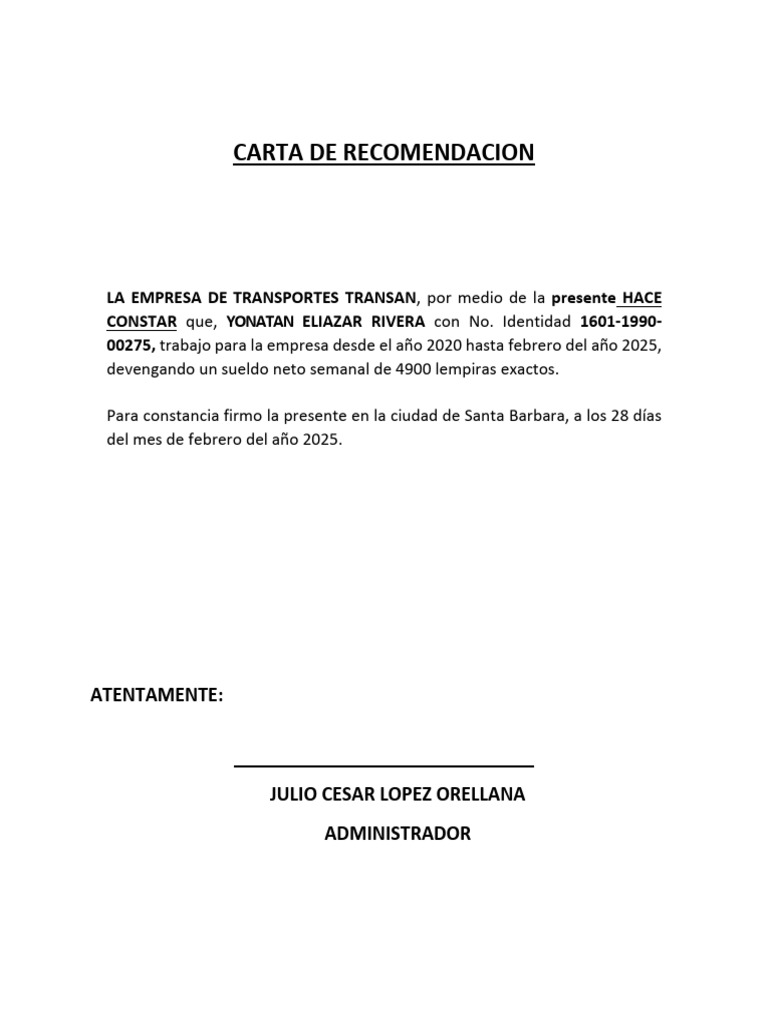 Carta Recom. | PDF