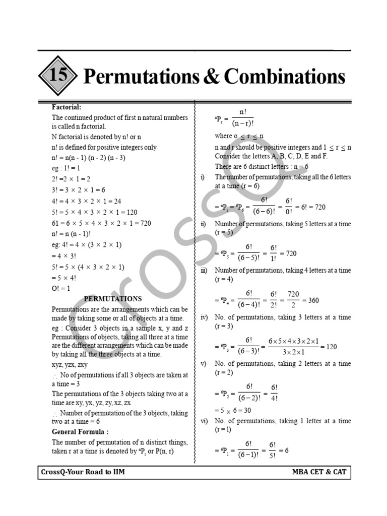 Permutations & Combinations | PDF | Mathematics | Discrete Mathematics