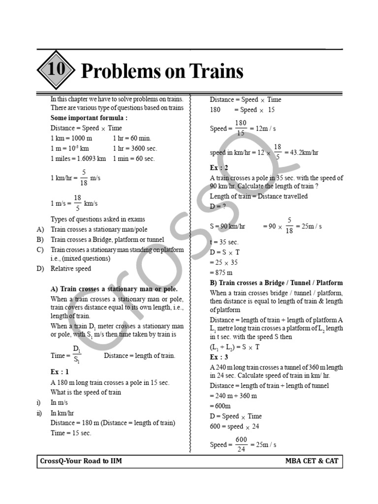 Problem On Train | PDF | Speed | Length