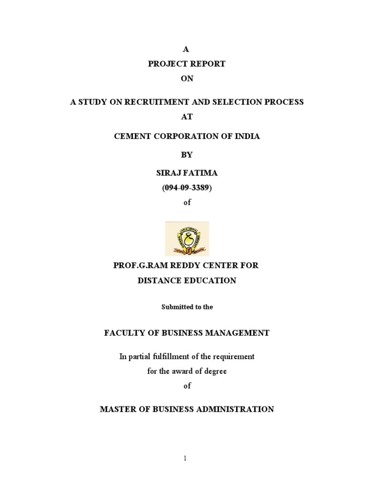 Project Report SRSP | PDF | Human Resource Management | Recruitment