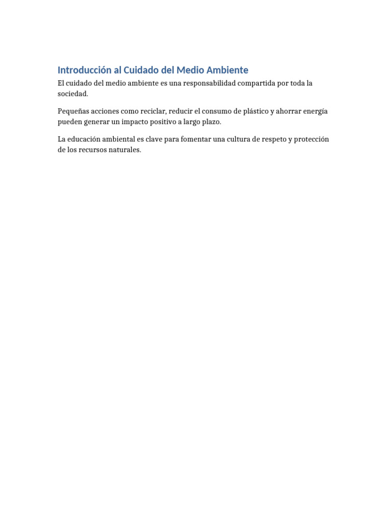 Introducción Al Cuidado Del Medio Ambiente | PDF