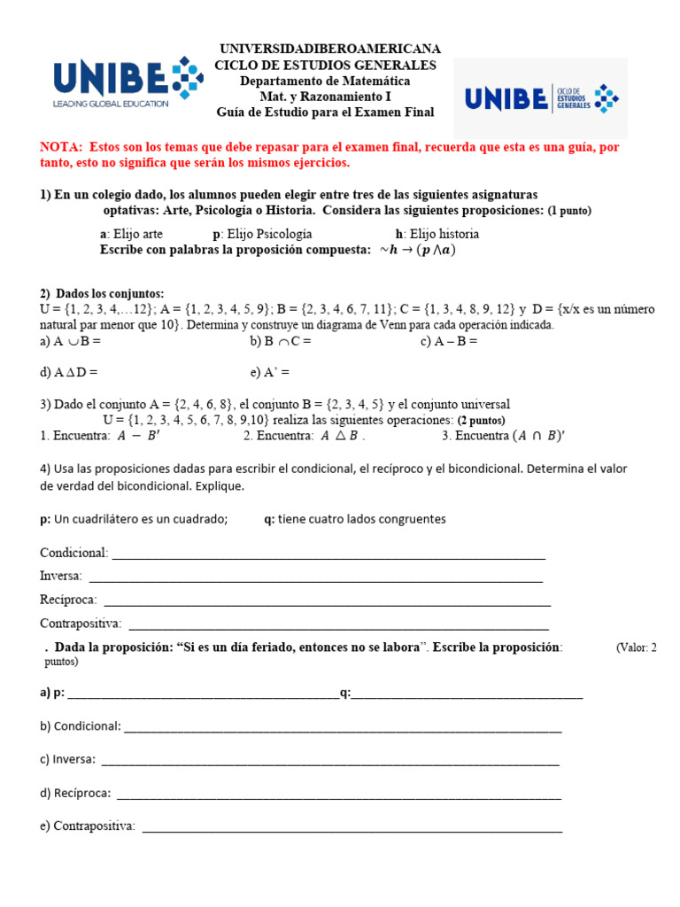 Repaso Departamental Rumbo Al Examen Final de Mat I y Raz Mat. I 2025-3[1] | PDF | Conjunto ...