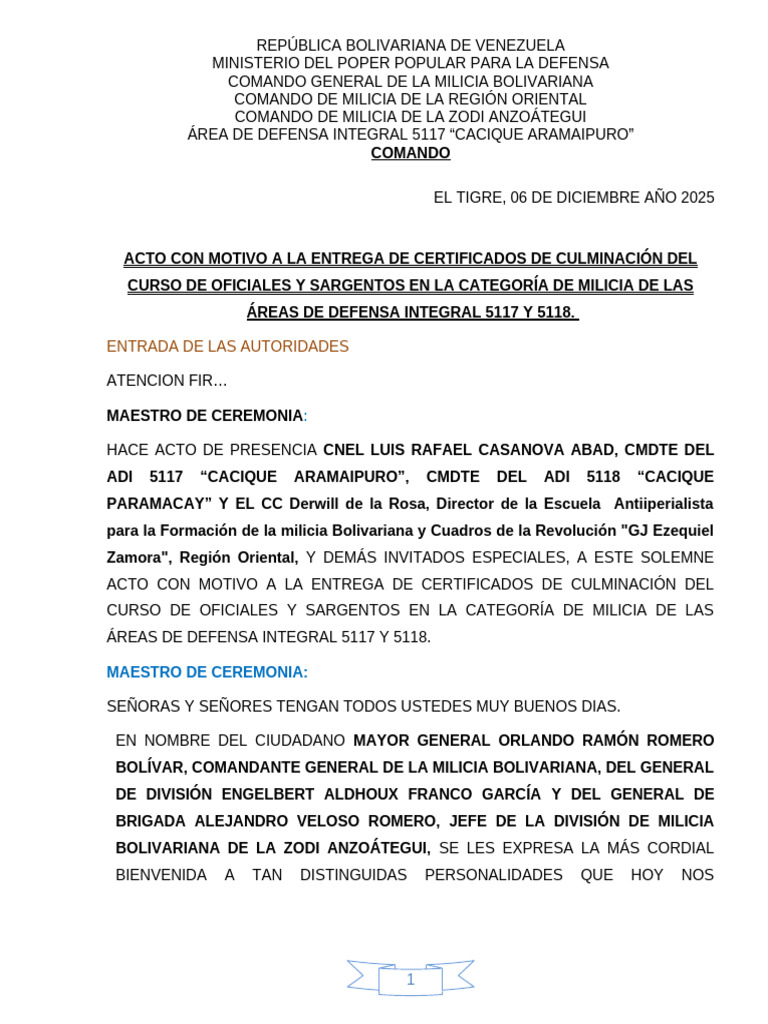 Programa de Clausura Epdi Oriental | PDF | Venezuela