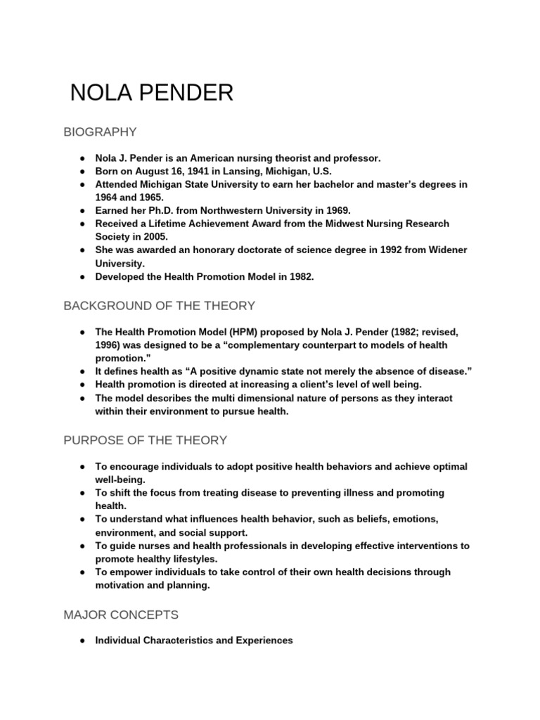 Nola Pender | PDF | Behavior | Motivation