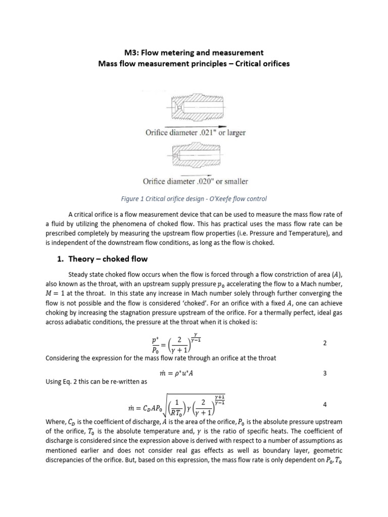 MassFlowMeasurementPrinciples-CriticalOrifices 2 | PDF | Chemical ...