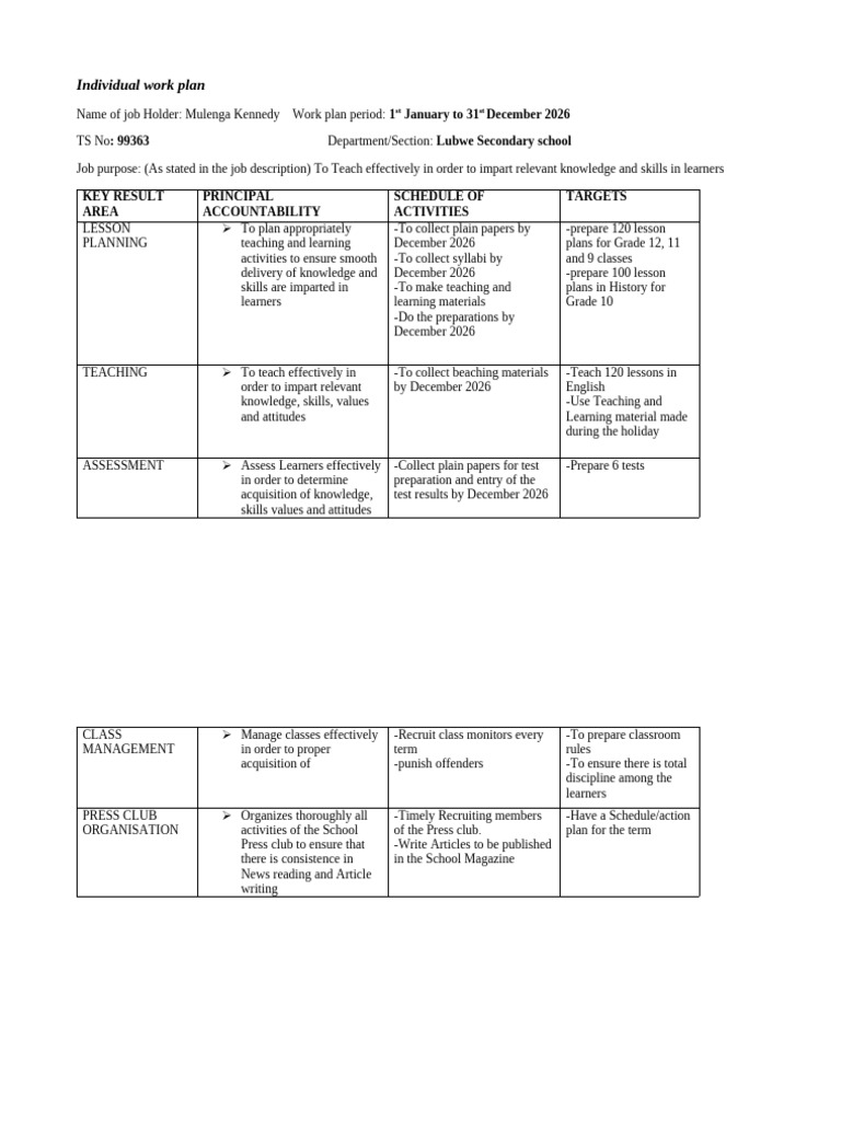 Individual Work Plan | PDF | Learning | Pedagogy