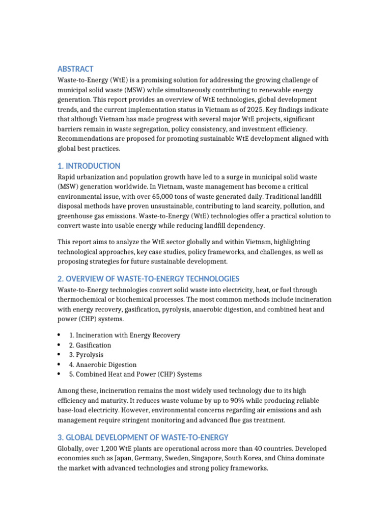 Waste To Energy Report 2025 | PDF | Waste Management | Waste