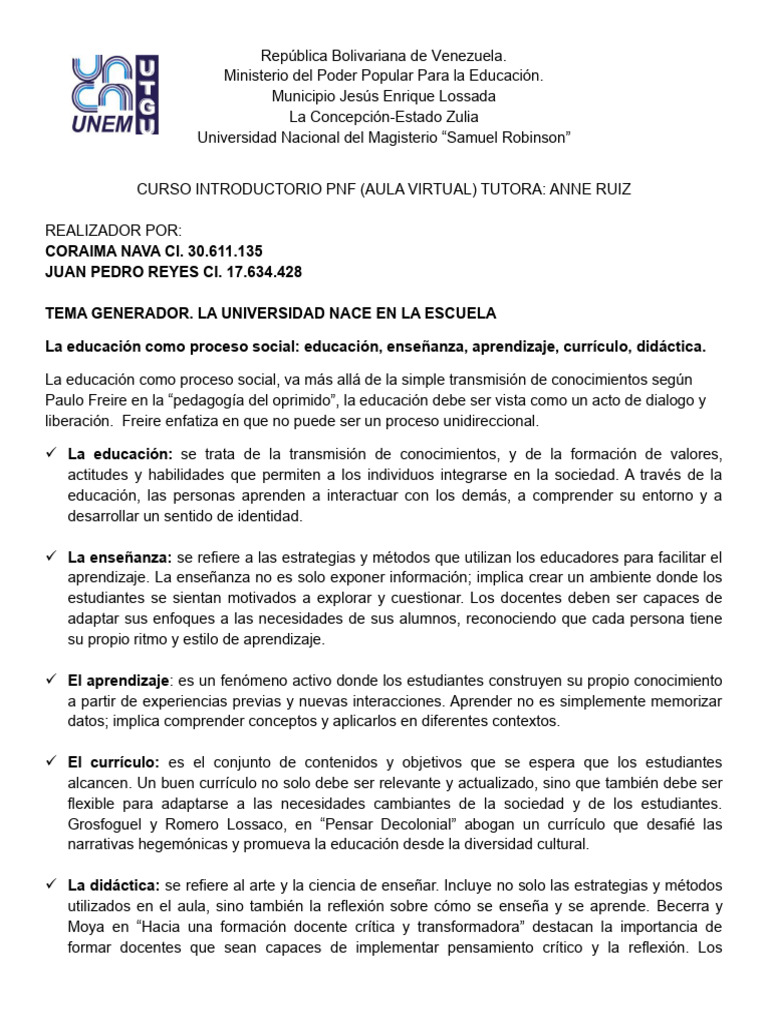 PNF. Coraima Nava-1 | PDF | Enseñando | Aprendizaje