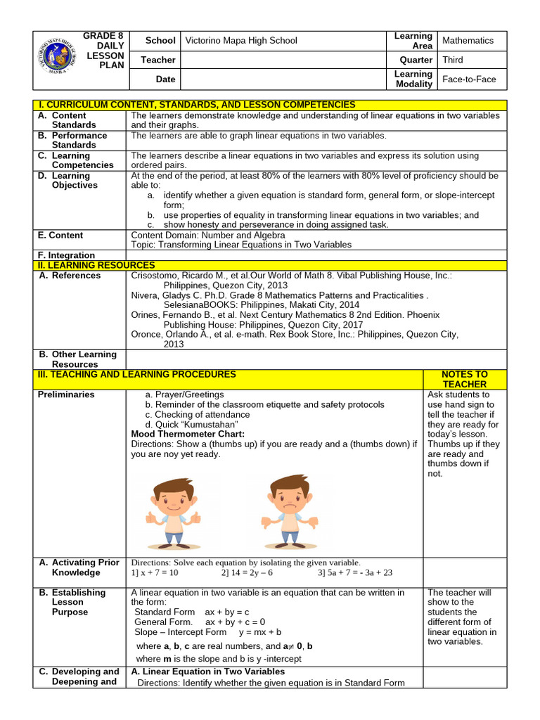 Lesson 3.20 Transforming Linear Inequality in Two Variables | PDF ...