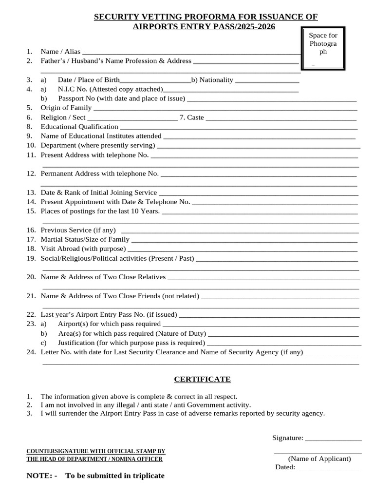 Security Vetting Proforma 2024 | PDF | Chess Openings | Chess