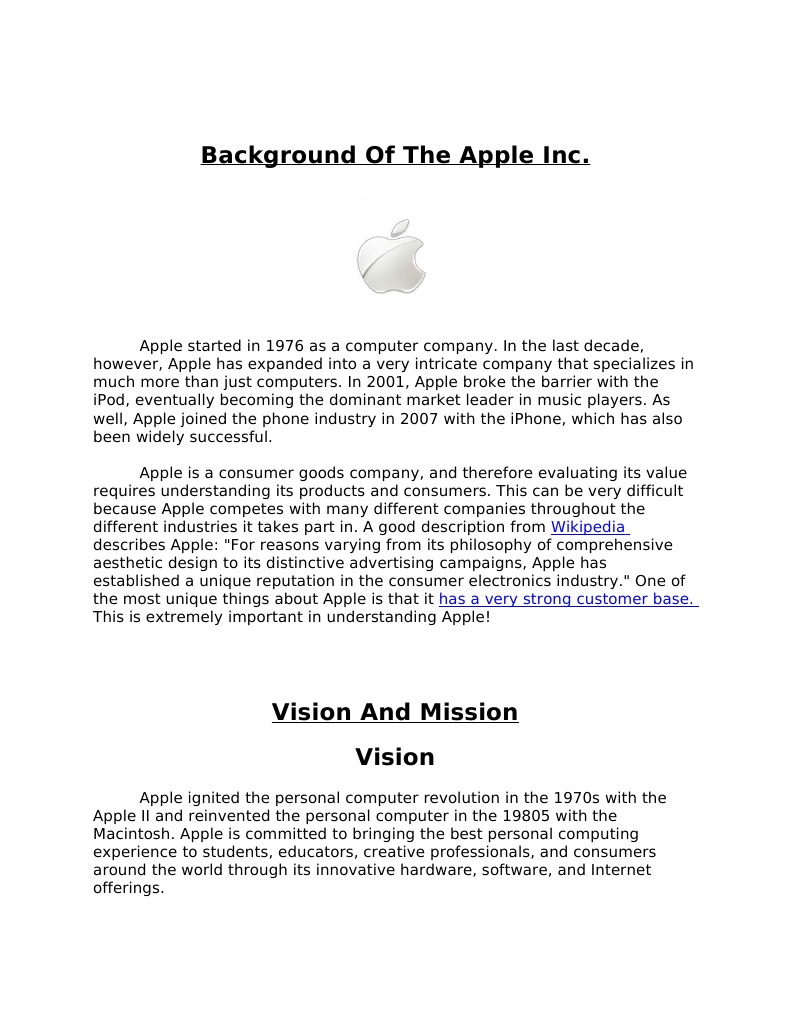 Apple Inc. Company Background Overview | PDF | Macintosh | Apple Inc.