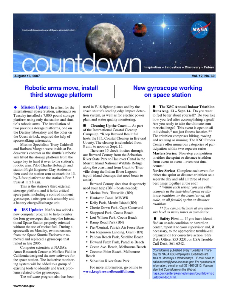 Robotic Arms Move, Install Third Stowage Platform New Gyroscope Working ...