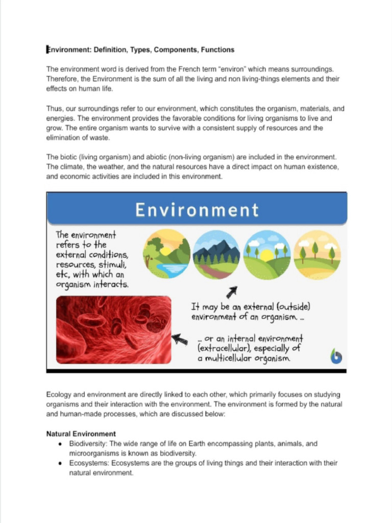 Environment Definition, Types, Component and Functions | PDF