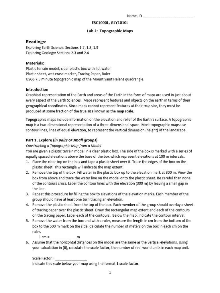 Lab2 TopographicMapsNew | PDF | Topography | Contour Line