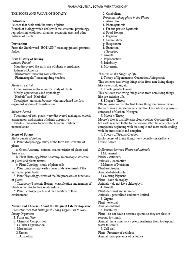 Pharmaceutical Botany With Taxonomy | PDF | Leaf | Mitosis