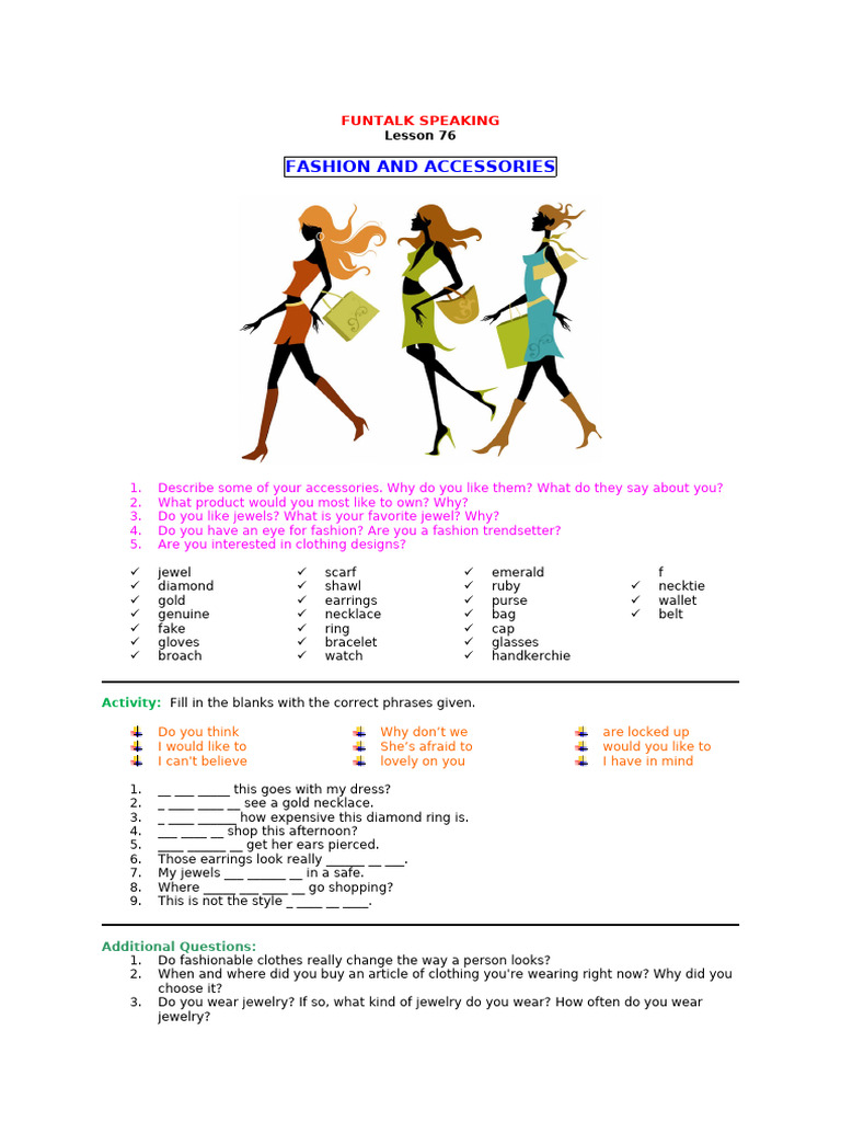Lesson 76 - Fashion and Accessories | PDF