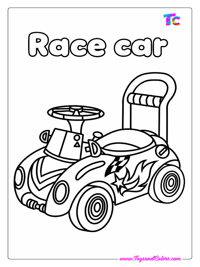 TC Ride On Toy Cars Race Car Coloring Page For Kids | PDF
