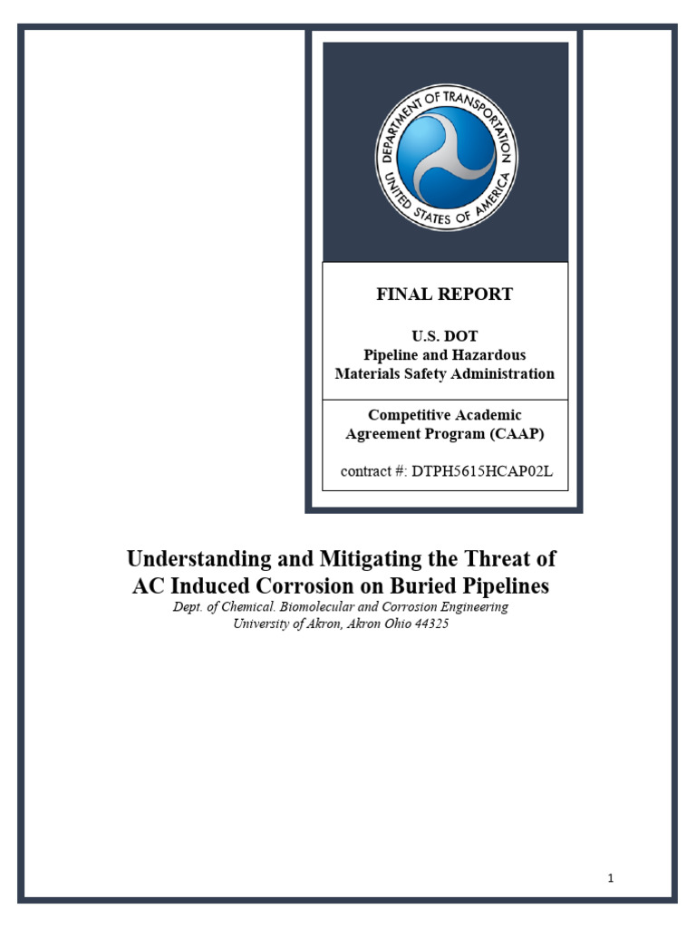 PHMSA FinalReport DTPH5615HCAP02L | PDF | Corrosion | Fracture