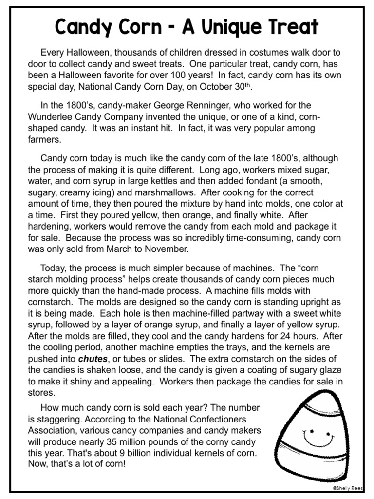Halloween Reading Comprehension Passage and Questions | PDF | Candy | Foods