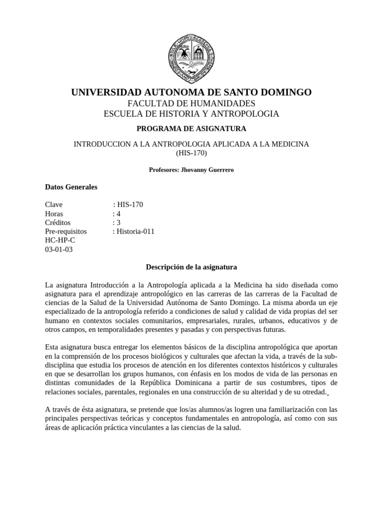 Programa de Antripologia Medica Version Virtual | PDF | Antropología ...