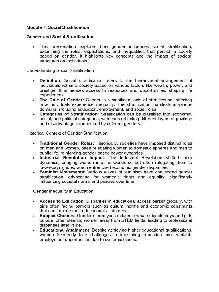 Module 7. Social Stratification in Gender and Development | PDF ...