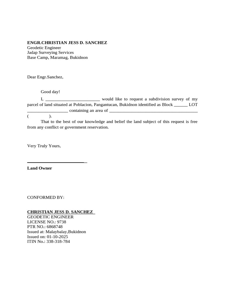 Survey Request Blank | PDF