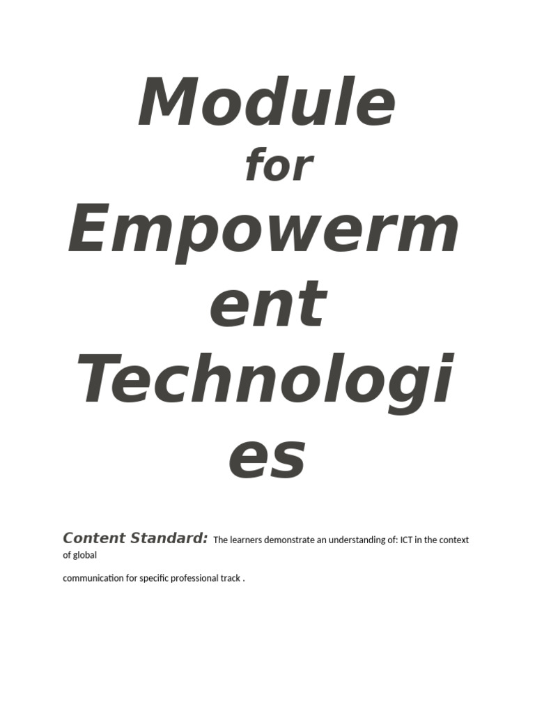 Module For Empowerment Technologies | PDF | World Wide Web | Internet & Web