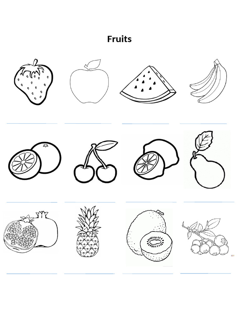 Fruit Colouring Worksheet Fun Activities Games Picture Dictionaries ...