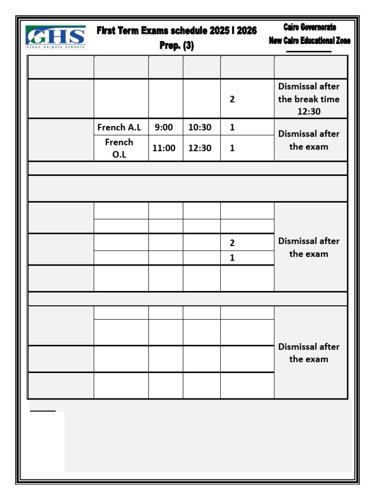 Mid - Year Exam Schedule Prep. | PDF