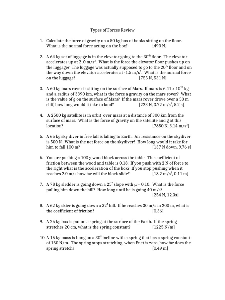 8 Types of Forces Review | PDF