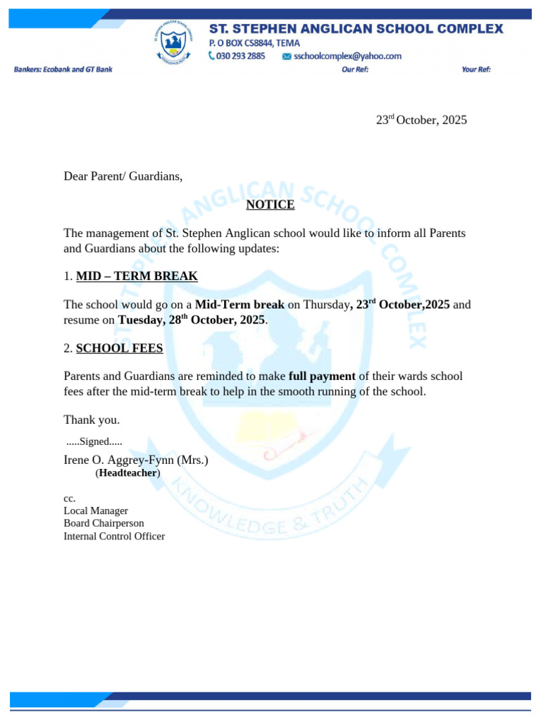 Mid Term Notice - OCT 2025 | PDF