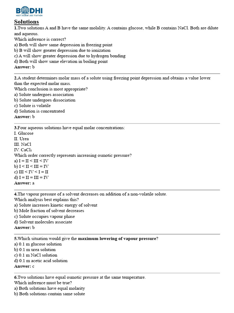 Additional Questions From Physical Chemistry | PDF | Molar ...