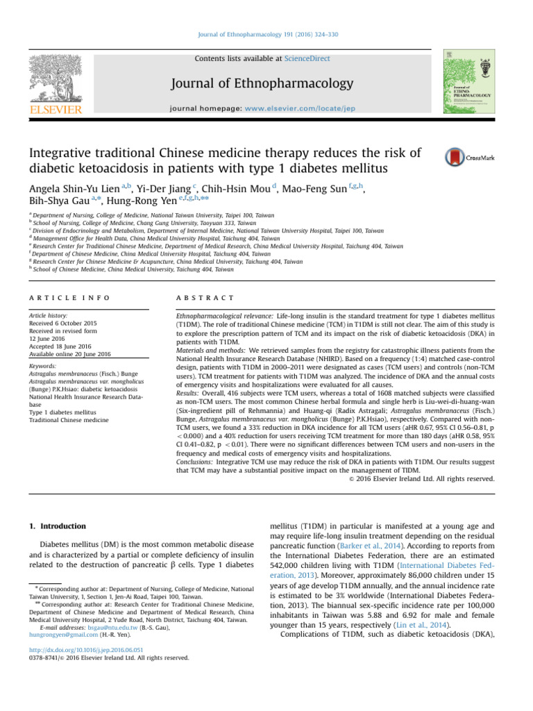 Tcm Reduce t1dm Dka | PDF | Traditional Chinese Medicine | Diabetes