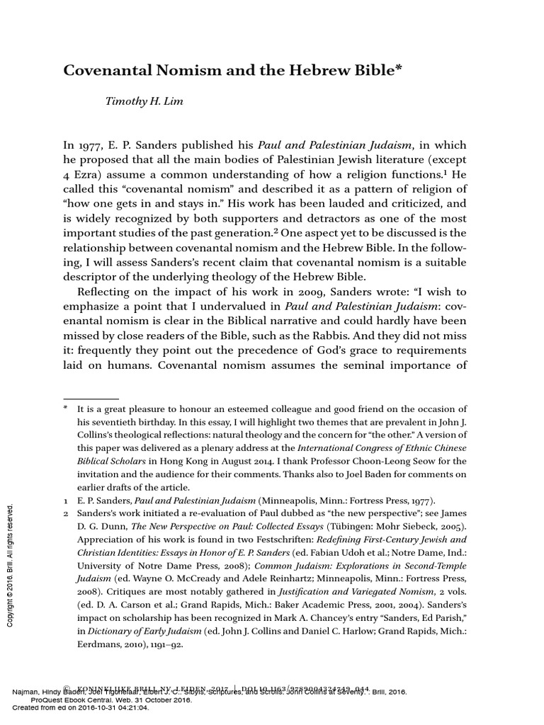 Covenantal Nomism and The Hebrew Bible | PDF | Bible | Covenant Theology
