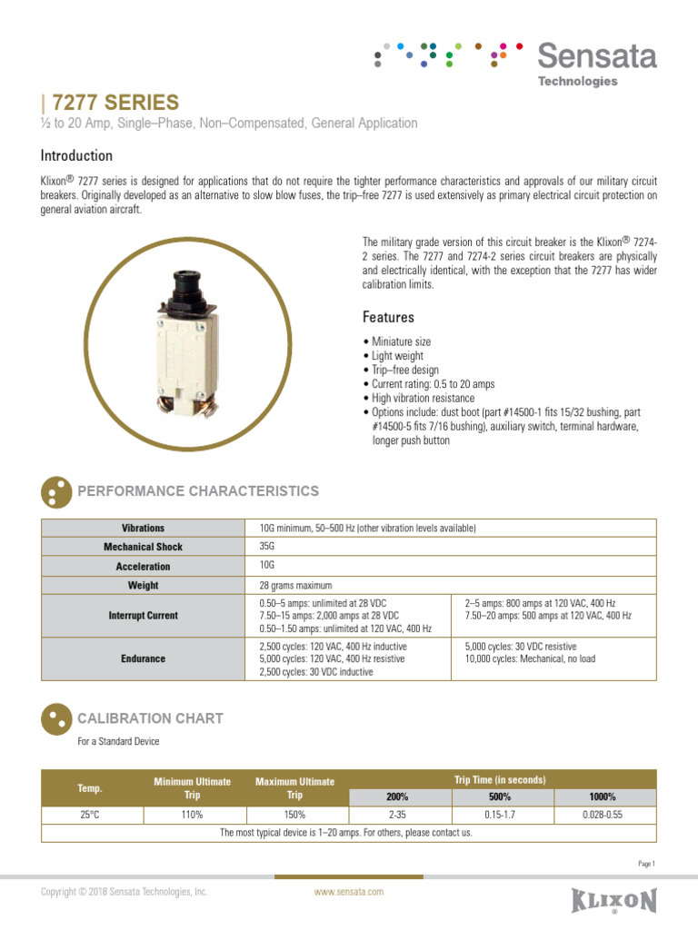 Sensata 7277 Series Military Circuit Breaker Datasheet | PDF ...