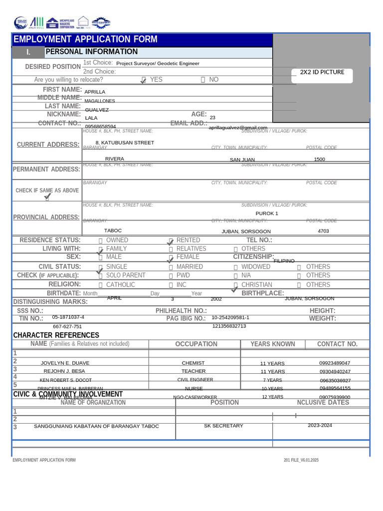 Employment Application Form | PDF