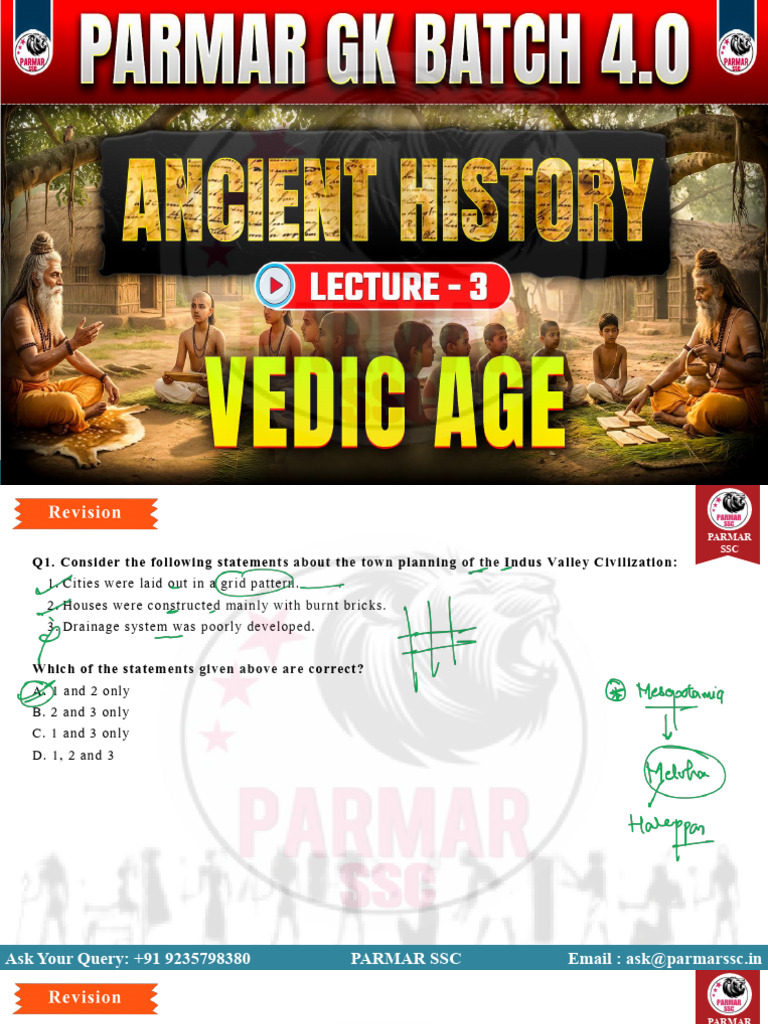 Ancient History Vedic Age Class PDF MCQ | PDF | Vedas | Indian Religions