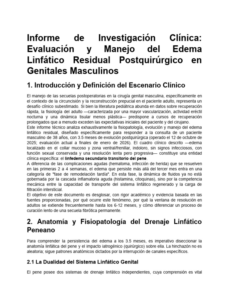 Edema Linfático Postquirúrgico Peneano- Investigac... | PDF | Edema ...
