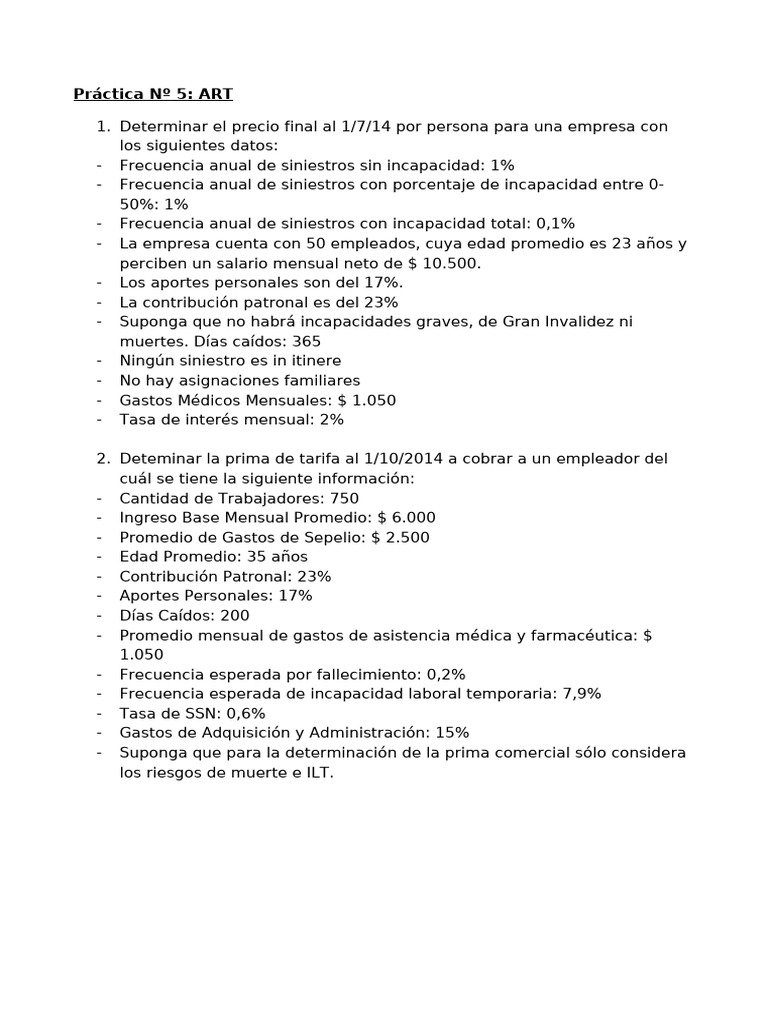 Práctica 5 ART | PDF | Economias | Empleo
