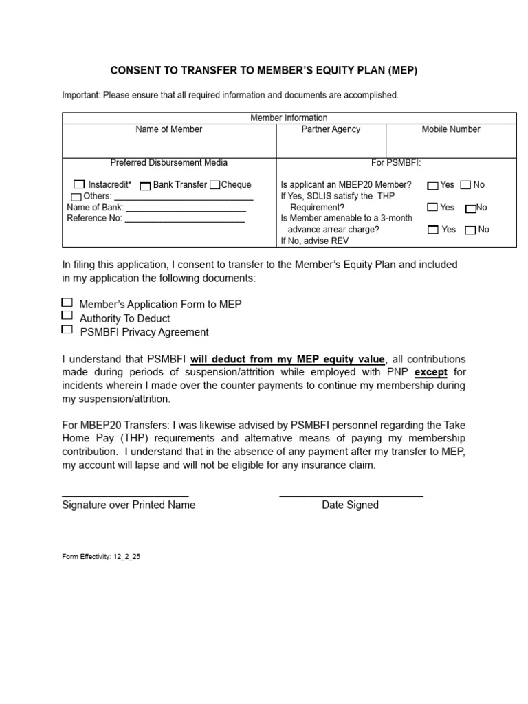 Consent to Transfer to Mep (2025) | PDF