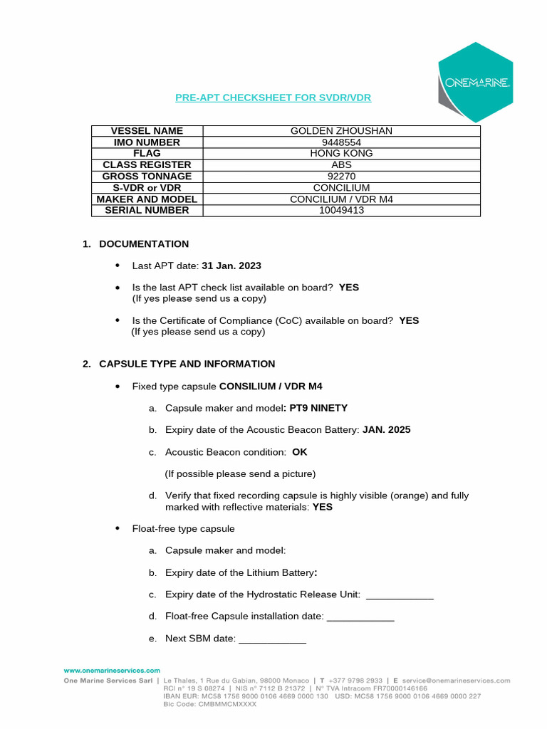 Pre-APT Checksheet for SVDR_VDR.doc | PDF