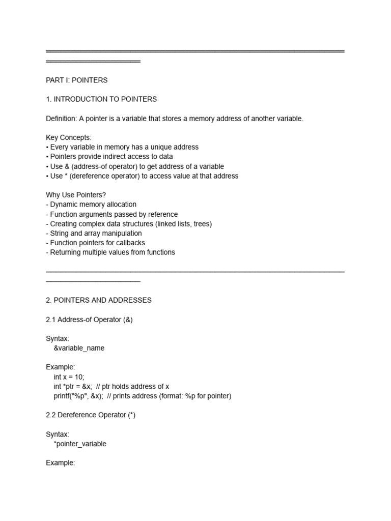 UNIT-V Pointers and Strings - Comprehensive Notes | PDF | Pointer ...