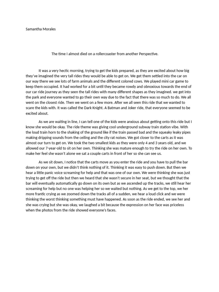 The Time I Almost Died On A Rollercoaster From Another Perspective. | PDF